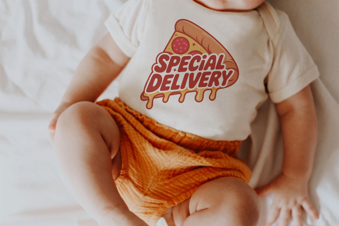 Special Delivery Pizza Baby Onesie® - Pepperoni Slice Lover Gift ...