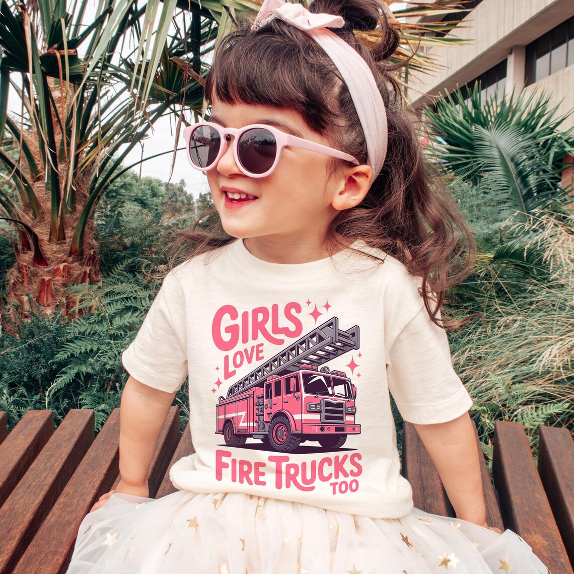 Girly Fire Engine Firefighter Kids Toddler Tee - Cute Girls Love Fire ...