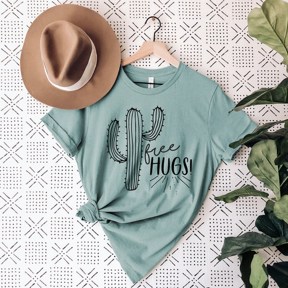 Cactus Lover Shirts Free Hugs Cactus Tee Not A Hugger | Etsy