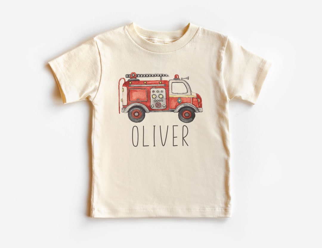 Personalized Fire Truck Toddler Shirt - Cute Custom Name Firefighter ...