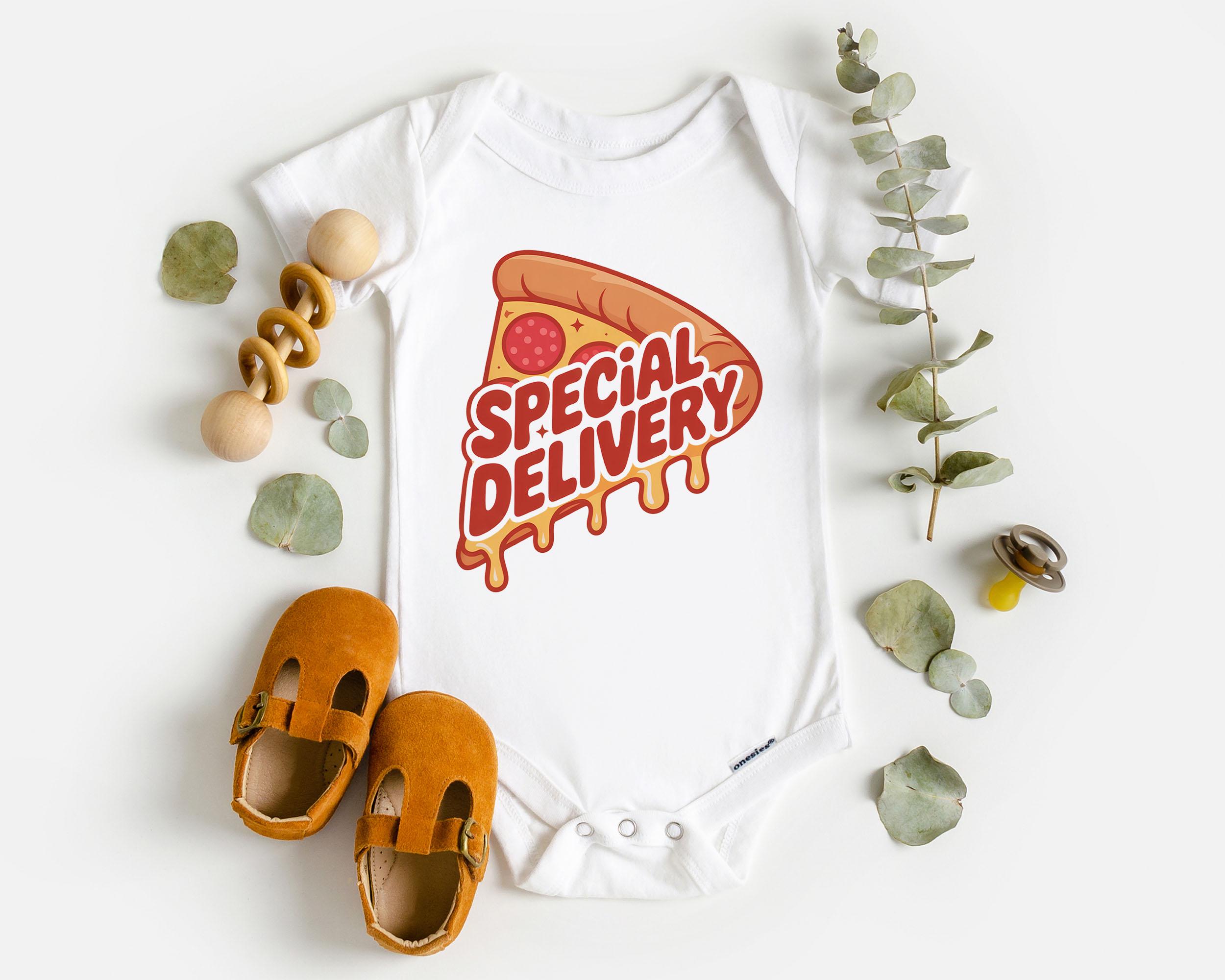 Special Delivery Pizza Baby Onesie® - Pepperoni Slice Lover Gift ...