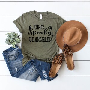 Halloween School Counselor Shirt One Spooky Counselor Spider Webs Tee ...