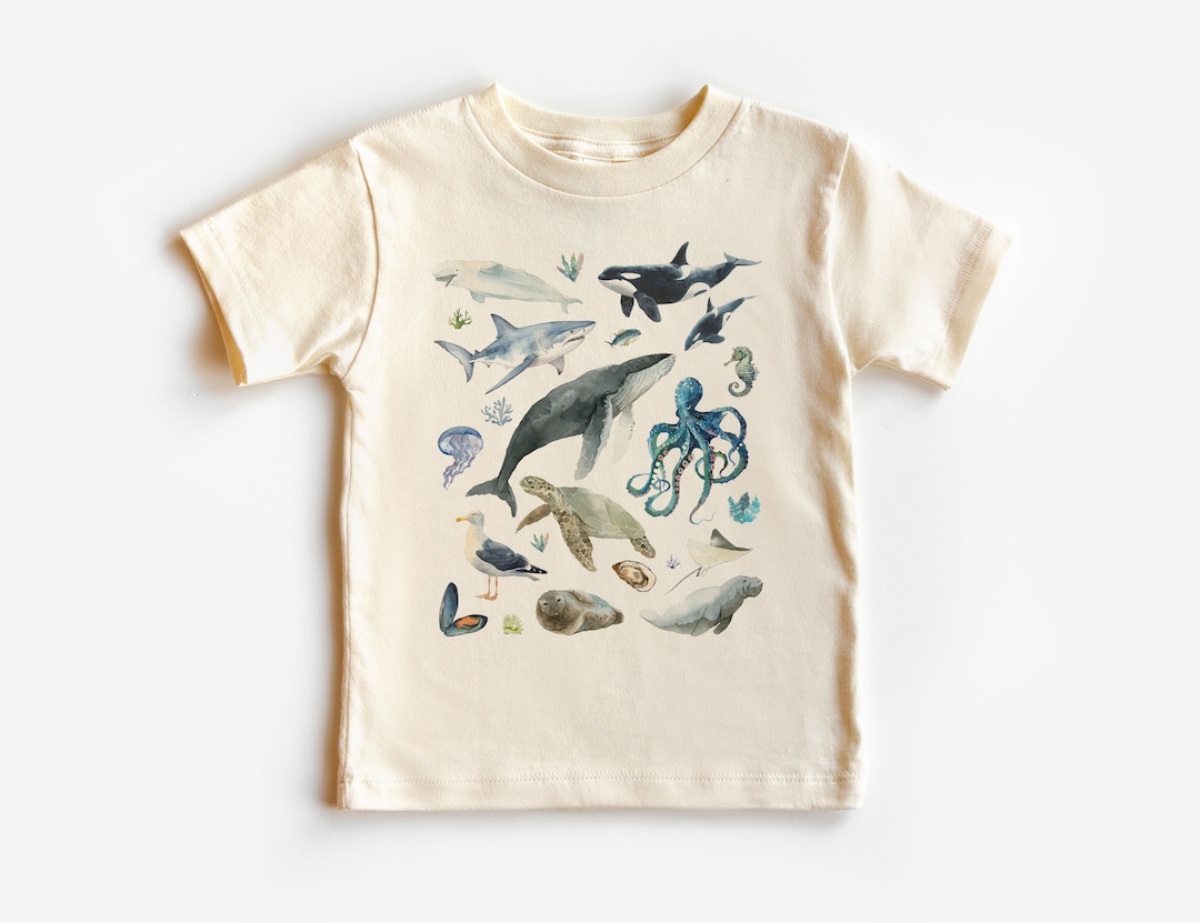 Ocean Creatures Toddler Shirt - Cute Sea Life Watercolor Children's ...