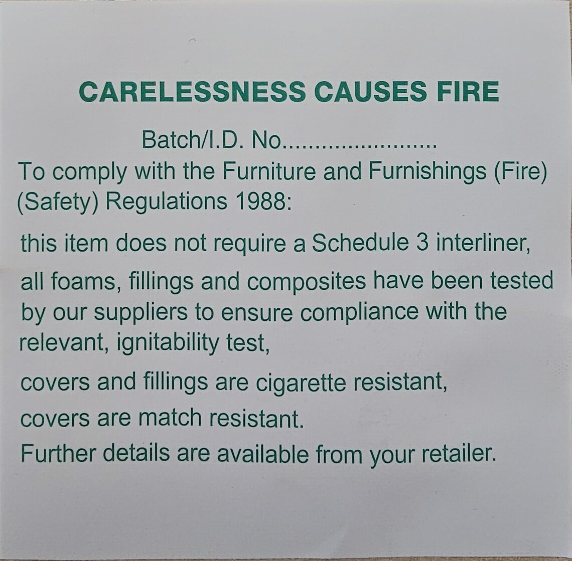 20 X Sew on Fire Resistant Flame Retardant Label Fire Safety Labels Low ...