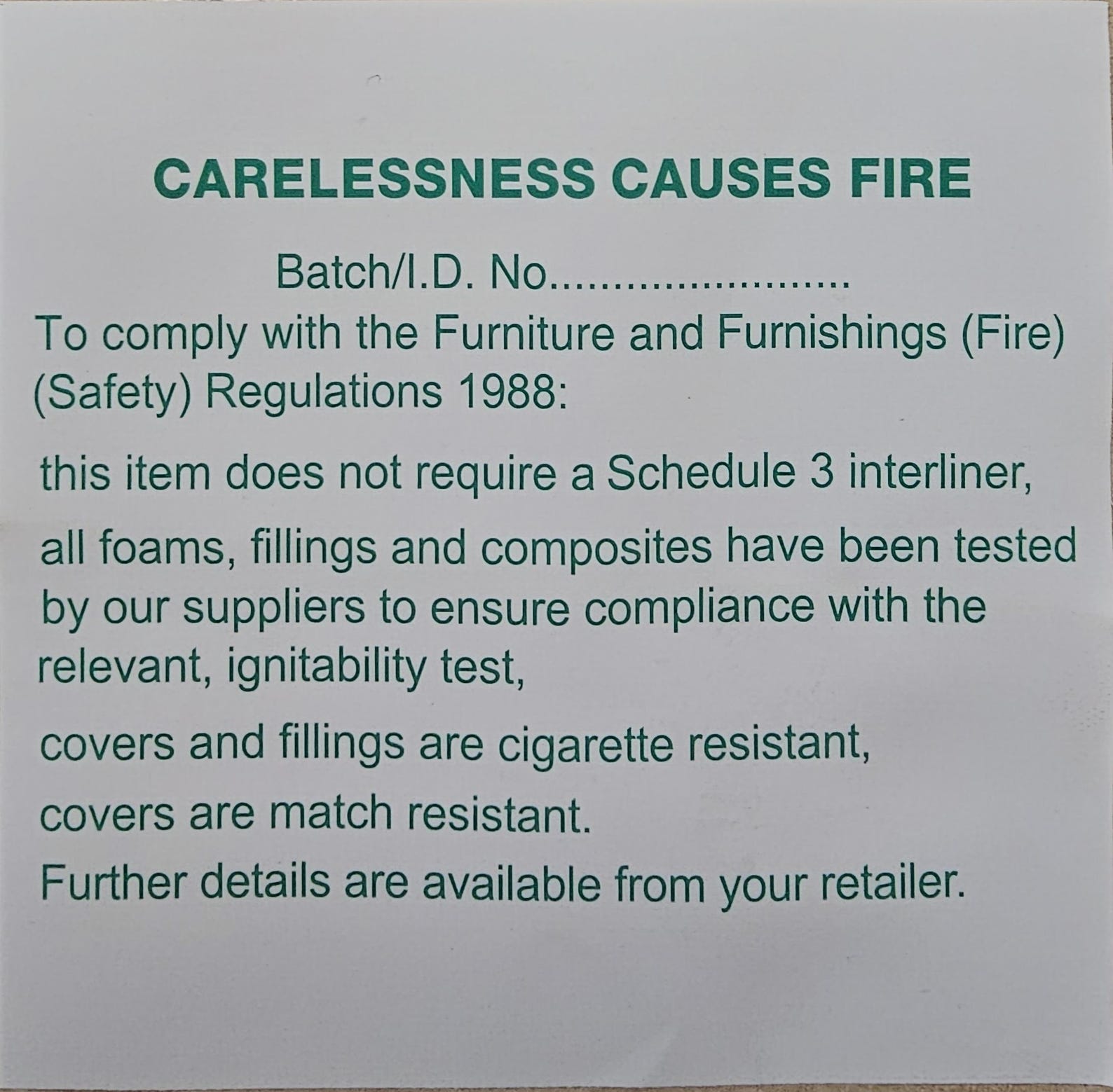 20 X Sew on Fire Resistant Flame Retardant Label Fire Safety Labels Low ...