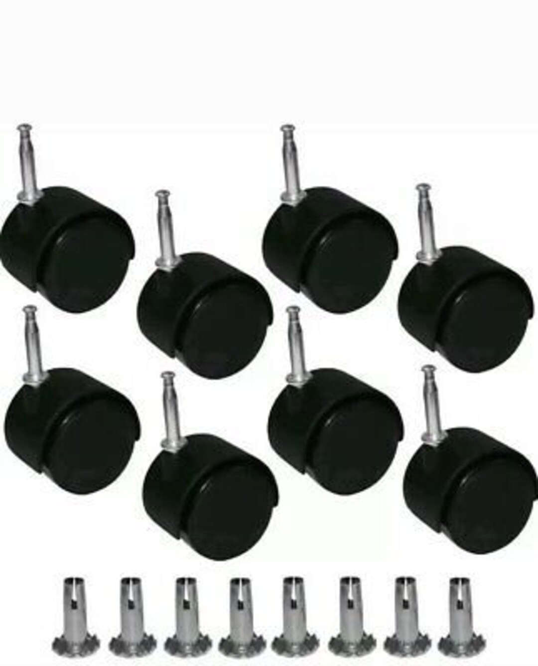 8 X Twin Wheels Castor With Inserts - for Divan Beds Sofa Settee Chair ...