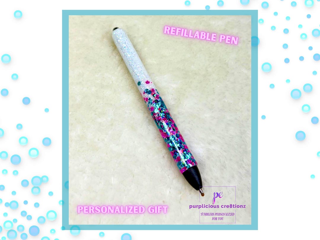 Pink Teal Glitter Gel Pen: Handmade Confetti Dots, Refillable Inkjoy - Etsy