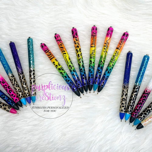 Personalized Glitter Pens Refillable Glitter Pen Leopard - Etsy