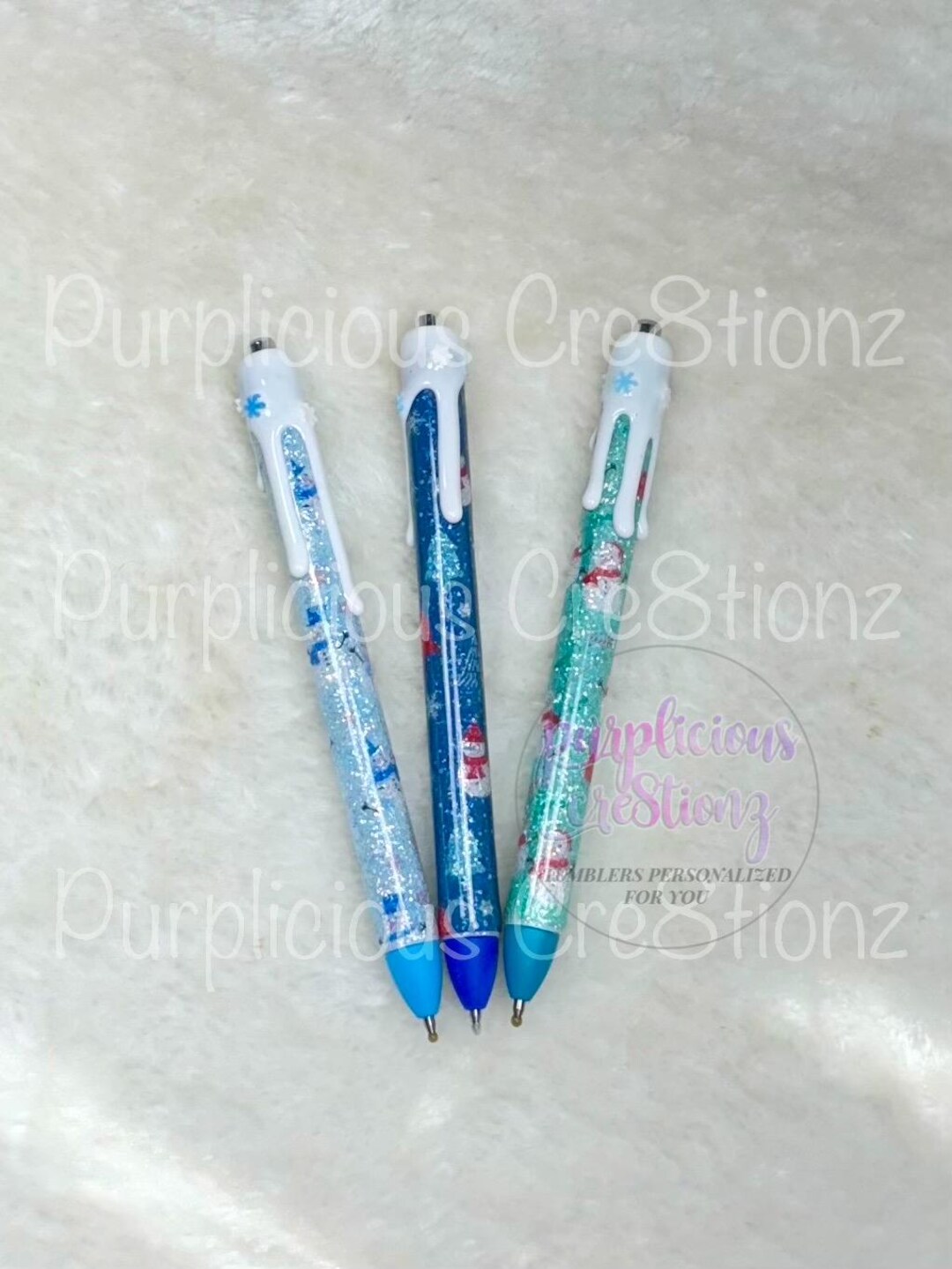 Winter Snowman Holiday 3D Drip Snowflake Glitter Refillable Gel Pen ...