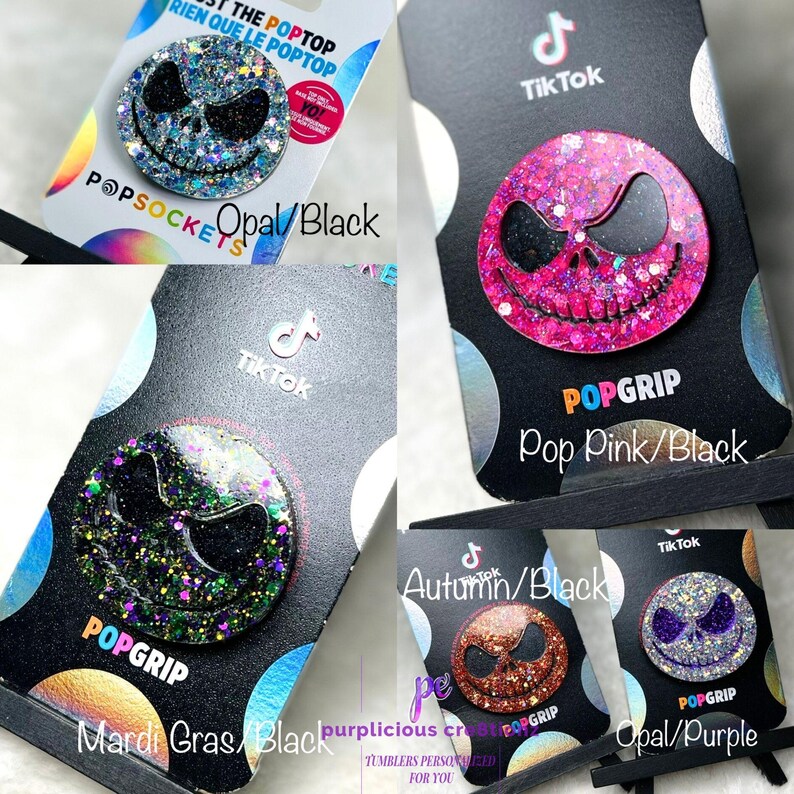 Jack Skellington on Popsocket® Swappable Style || Glitter Phone Grip ...