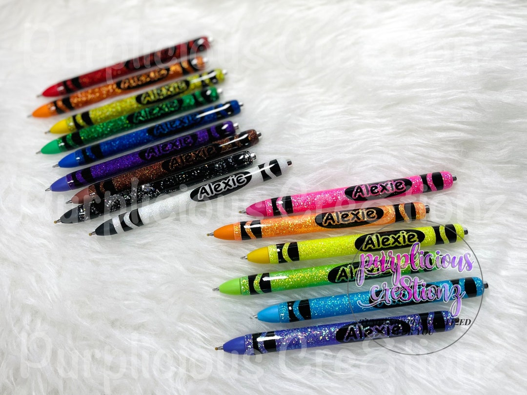 Set of 6 OR 9 Crayon Glitter Pens Personalized Custom Gifts - Etsy