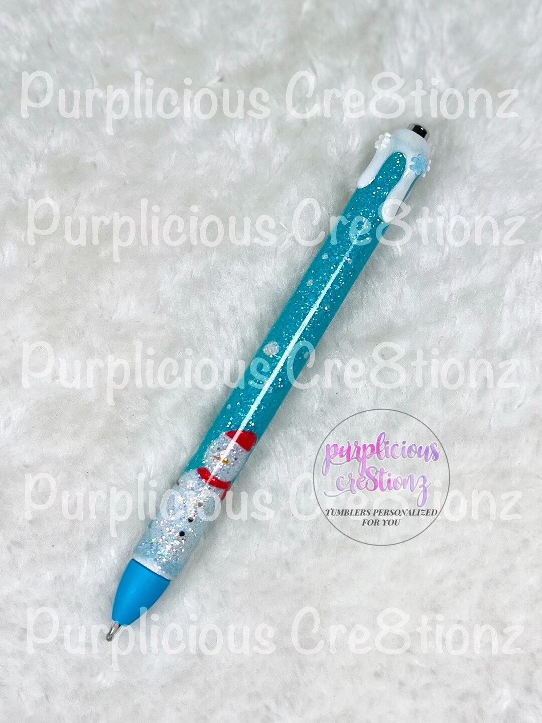 Snowman White Christmas 3D Drip Snowflakes Glitter Refillable Pen ...