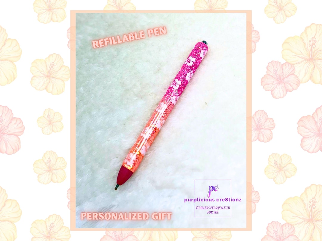 Hibiscus Glitter Gel Pen: Refillable Inkjoy, Tropical Sunset Design - Etsy
