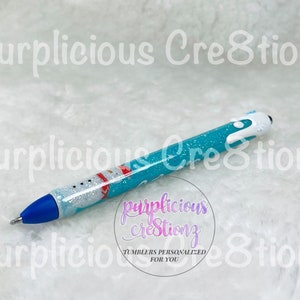 Snowman White Christmas 3D Drip Snowflakes Glitter Refillable Pen ...