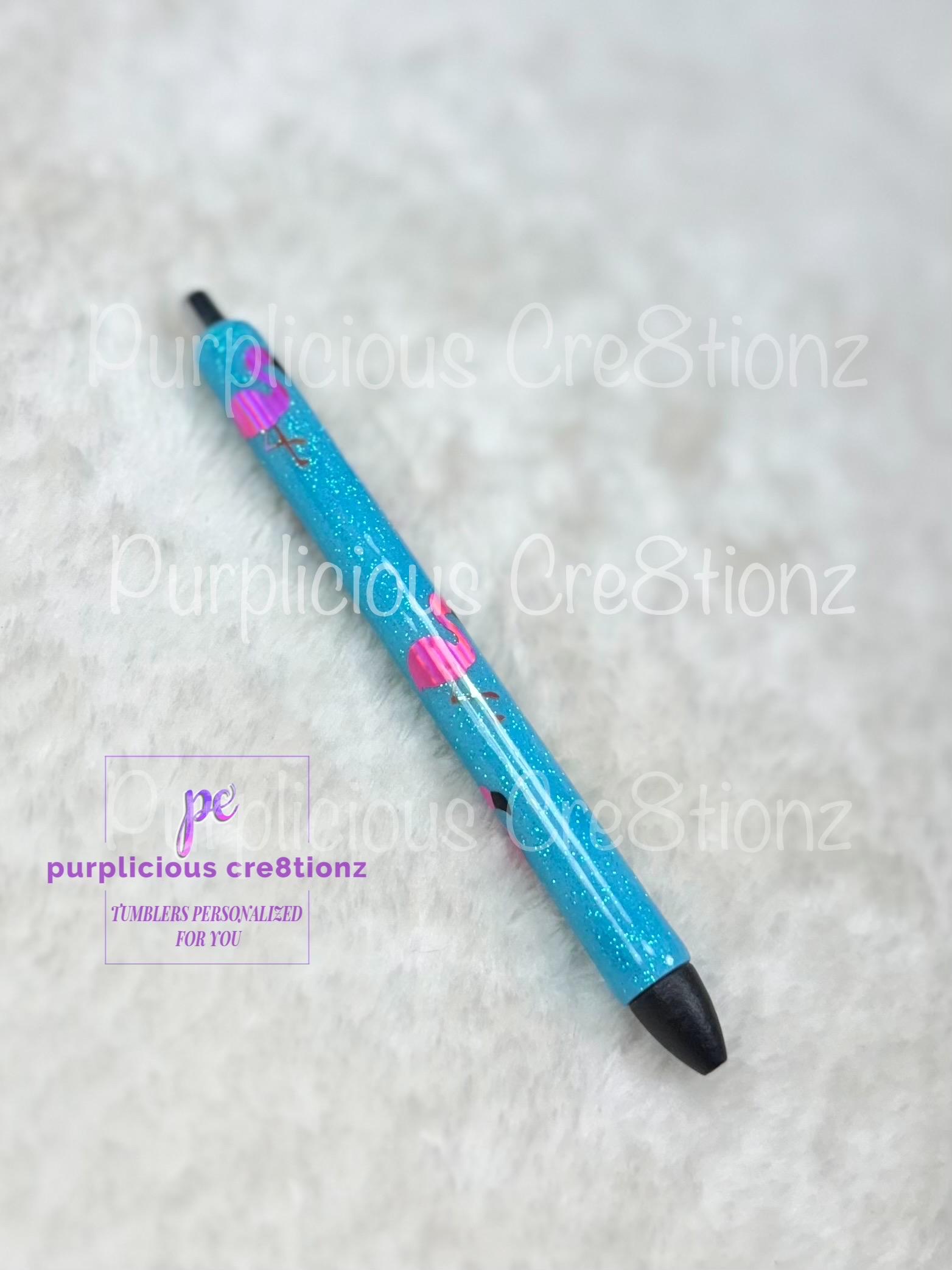 Flamingo Glitter Gel Pen: Bright Blue Holo Inkjoy, Refillable - Etsy
