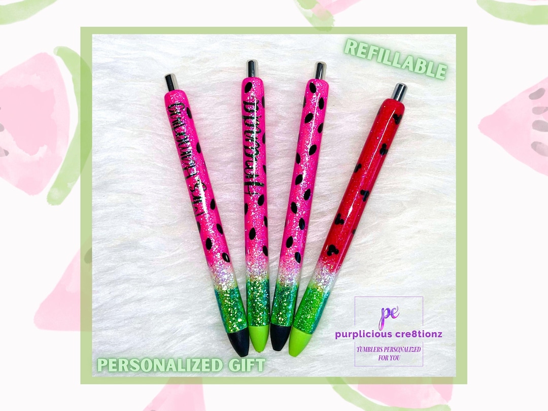 Watermelon Glitter Pen || Inkjoy Glitter Pen || Refillable Gel Pen ...