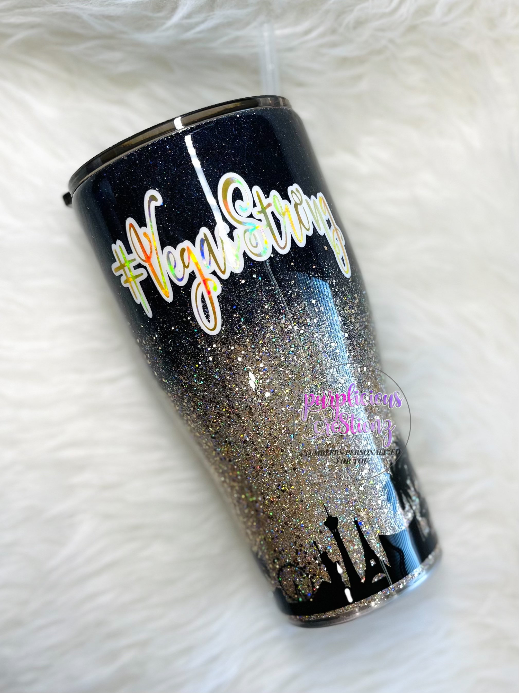 Vegas Golden Knights Inspired Glitter Stainless Steel Custom Tumbler - Etsy