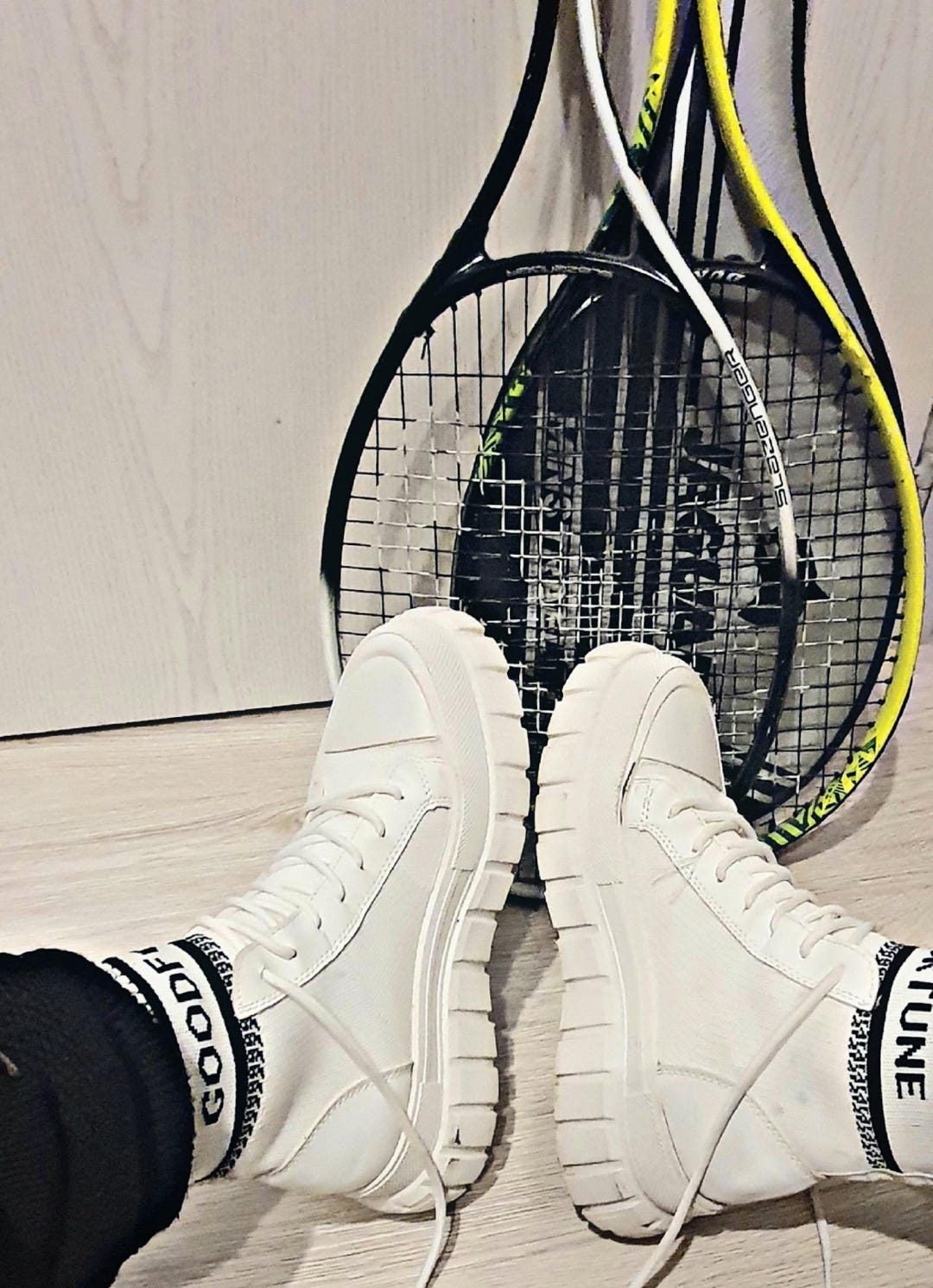 Vintage, Women's White and Black Sneakers, Ankle High, Streetwear ...