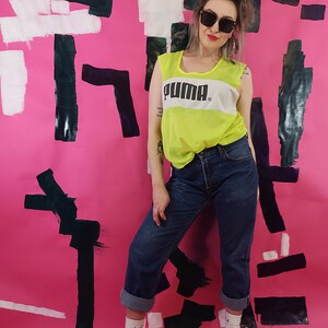 Super Cool, Vintage, Women's Mesh Puma Tank Top, Yellow, Green Neon ...