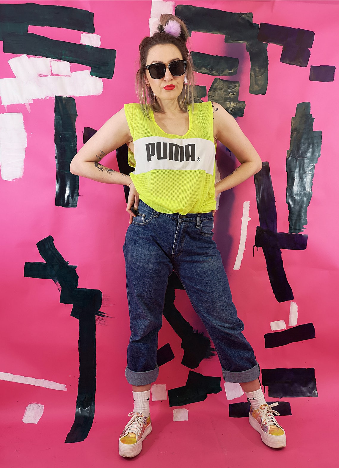 Super Cool Vintage Women's Mesh Puma Tank Top Yellow - Etsy UK