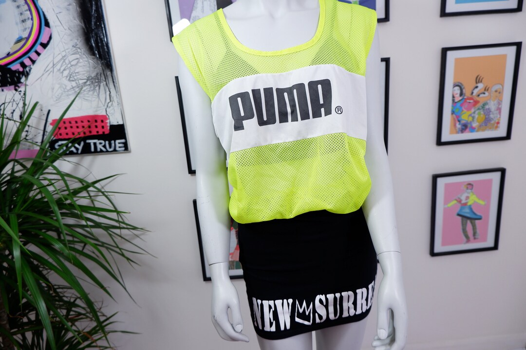 Super Cool, Vintage, Women's Mesh Puma Tank Top, Yellow, Green Neon ...