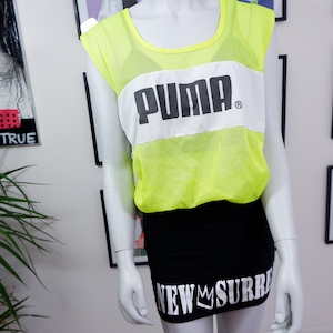 Super Cool, Vintage, Women's Mesh Puma Tank Top, Yellow, Green Neon ...