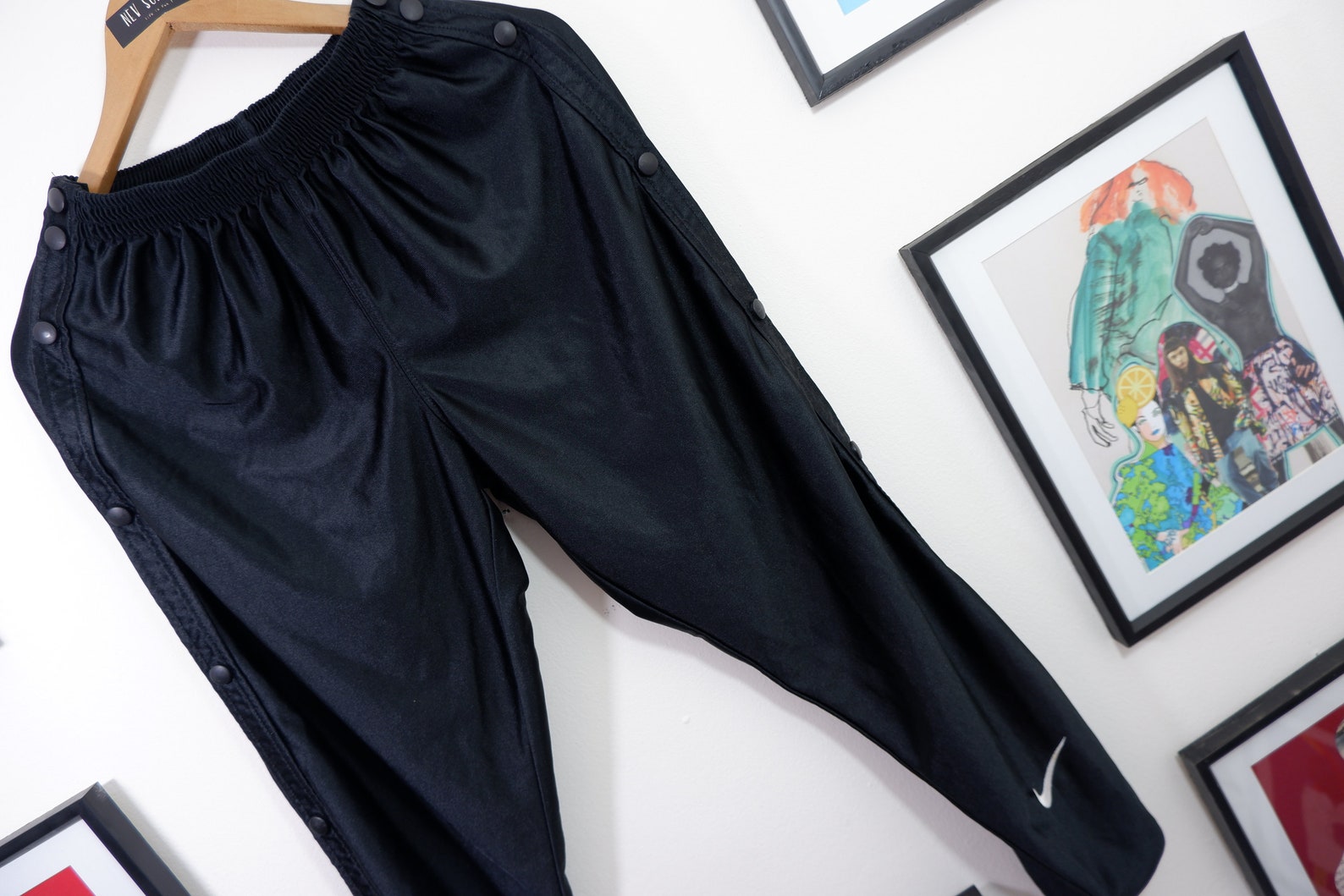 Super Nice, Vintage, Women's, Girl's Nike Track Pants, Black, White ...