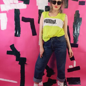 Super Cool, Vintage, Women's Mesh Puma Tank Top, Yellow, Green Neon ...