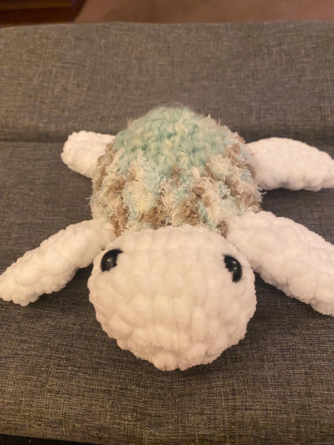 Turtle. Hand Crochet Amigurumi Turtle: Teal & White Bernat Yarn, Taylor ...