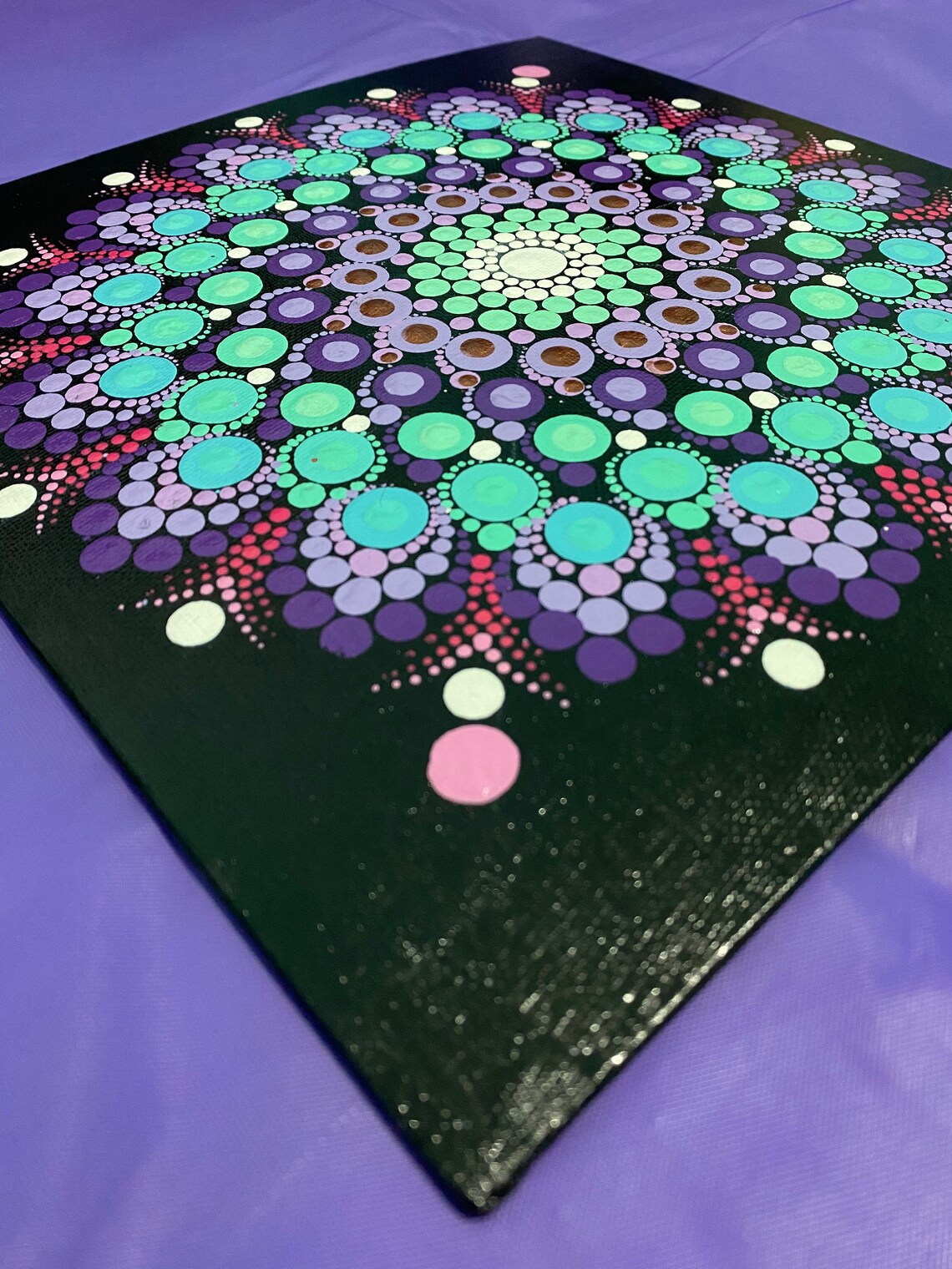 Customizable Spiral Dot Mandala Acrylic Painting With Glossy Finish - Etsy