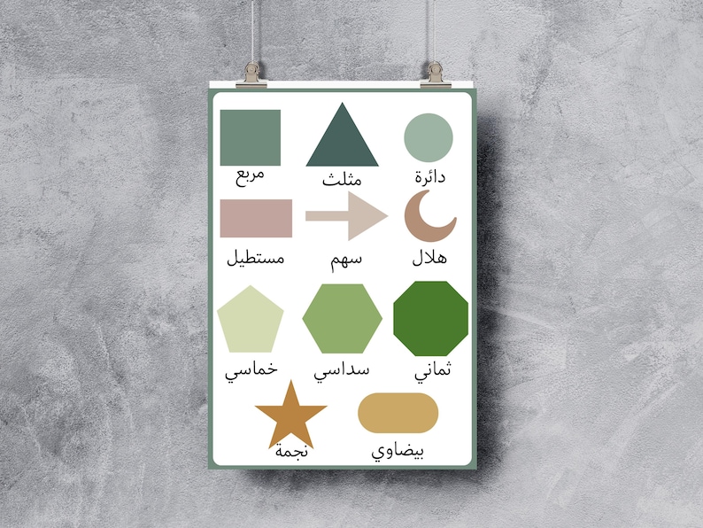 Arabic Shapes Educational Poster for Children | Digital Download ...