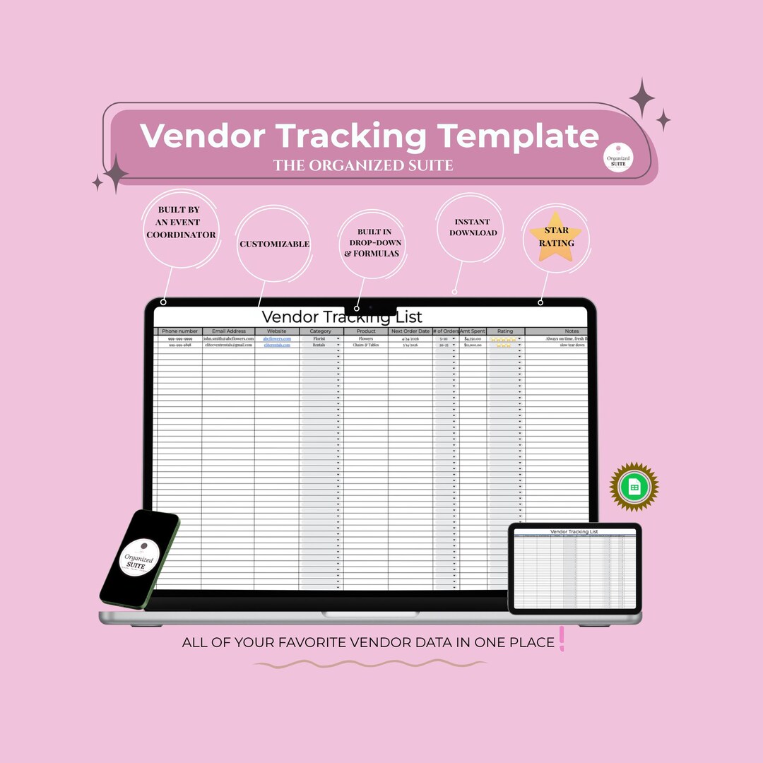 Vendor Tracking List | Instant Download - Etsy