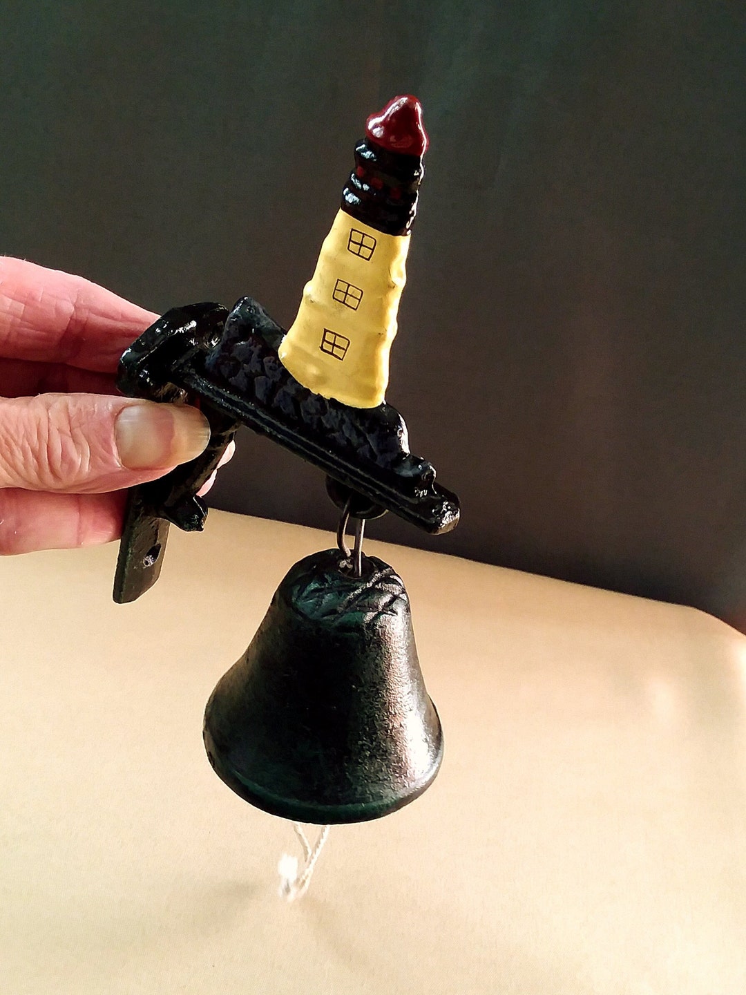 Lighthouse Cast Iron Dinner Bell, Small Dinner Bell, Wall Bell, Porch ...