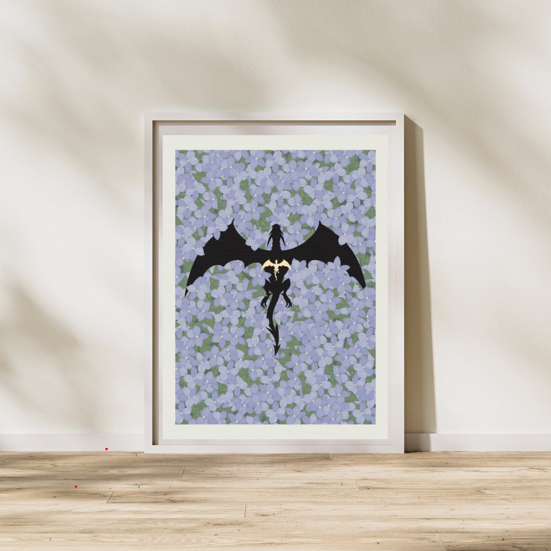 The Fourth Wing Poster - Violets Dragons - Rebecca Yarros Print ...