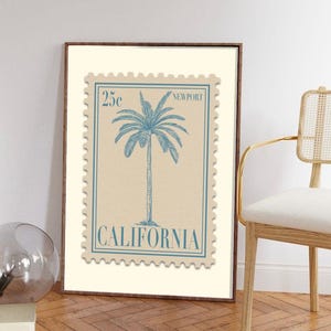 California Postage Stamp Print Poster - Vintage Trendy Living Room ...