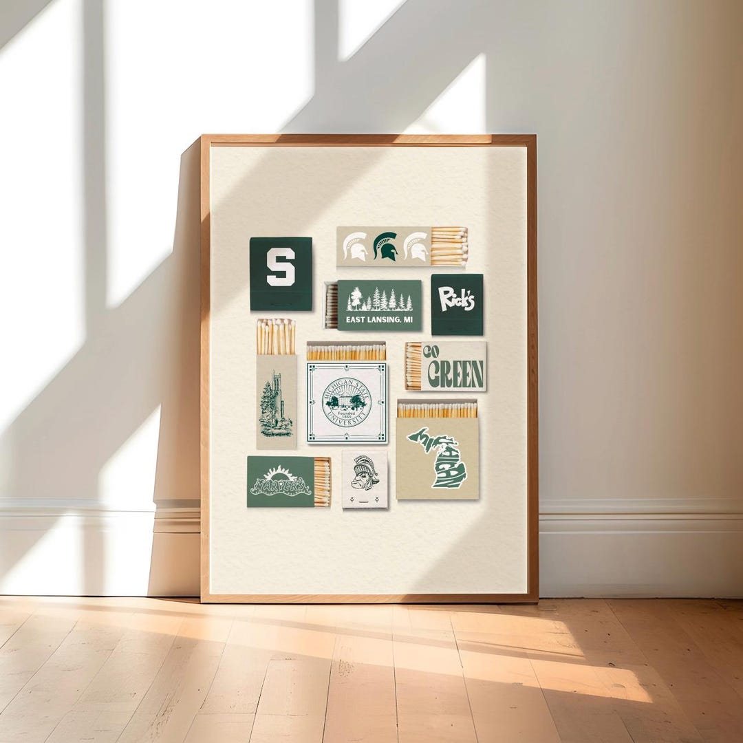 MSU Matchbox Print, College Matchbox Art, Matchbooks Print, Matchbox ...