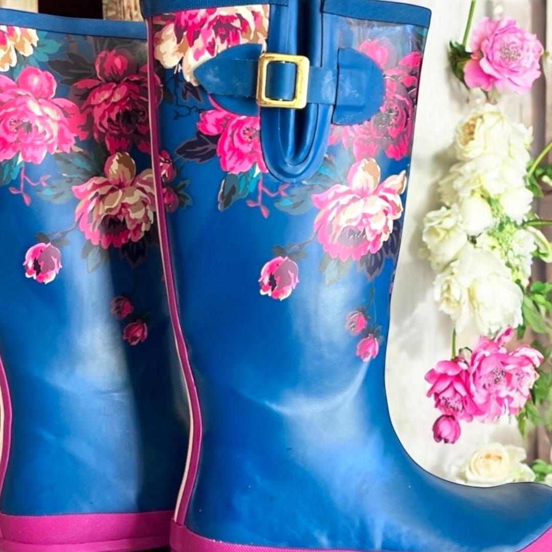 Gorgeous Vintage Blue and Pink Joules Tall Wellies These Are so ...