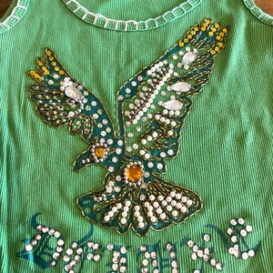 Vintage Ribbed Cotton Rhinestone and Sequins Eagle Tank Top Vintage ...