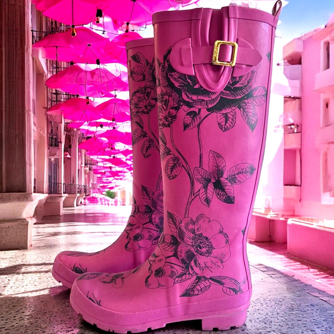 Gorgeous Black and Pink Joules Tall Wellies These Are so Beautiful ...