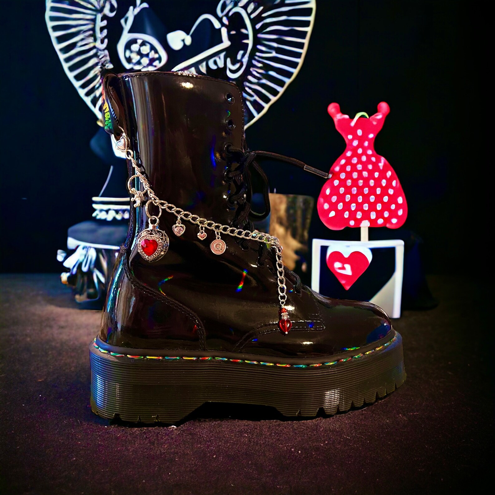 Queen of Hearts Boot Chain: Alice in Wonderland Jewelry - Etsy