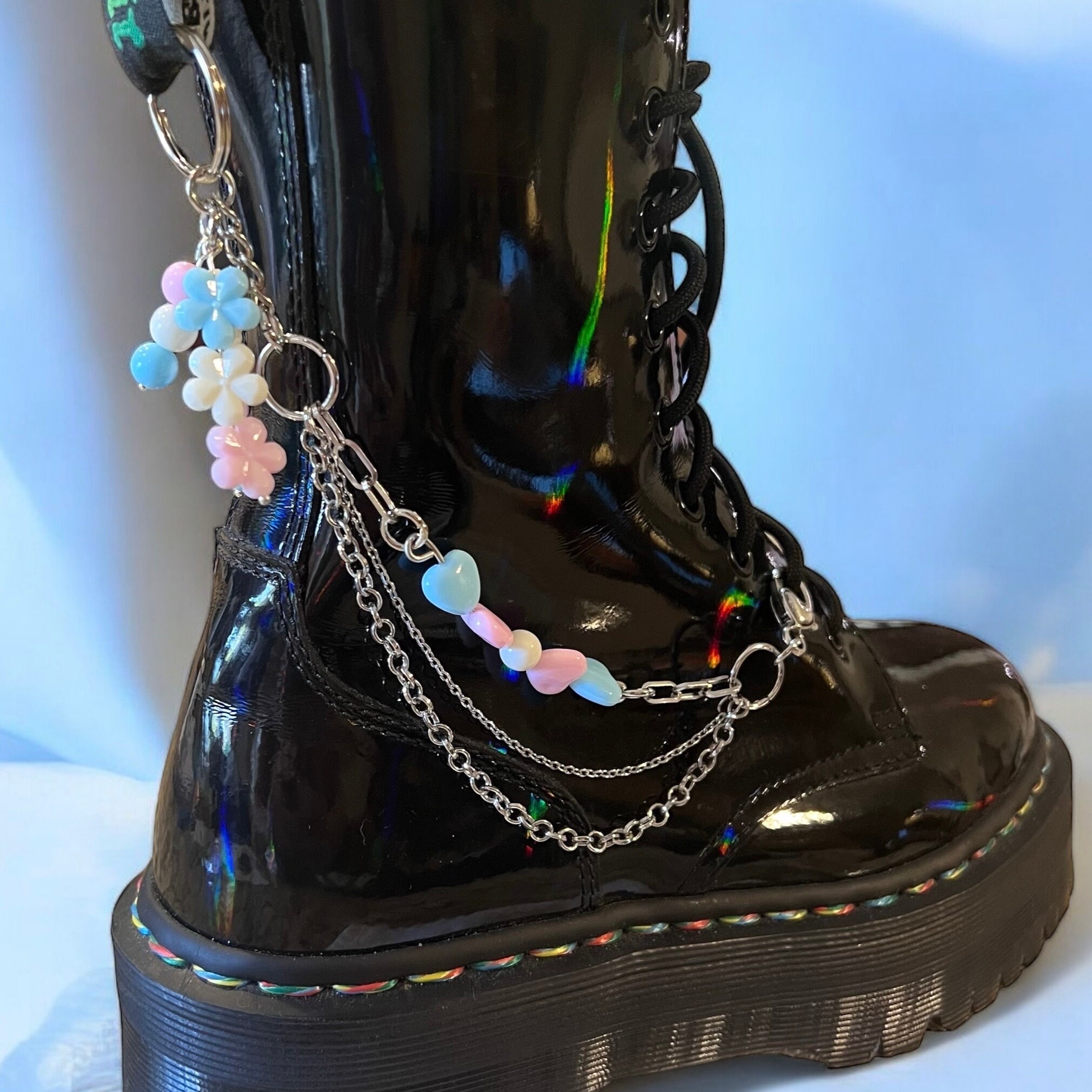 Trans Boot Chain: Pastel Beads, Flower Charms, Transgender Support ...