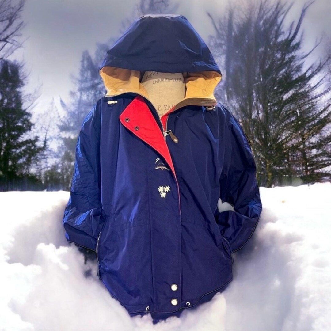 Vintage Obermeyer Vintage Rosi Snow Jacket Shell Hooded Blue Gold and ...