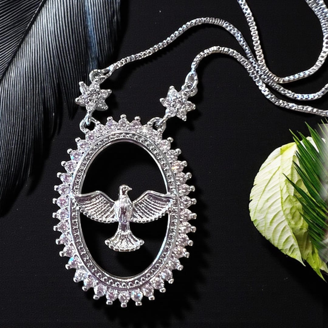 Holy Spirit Dove Pendant Necklace: Cubic Zirconia Triple 18K Gold ...