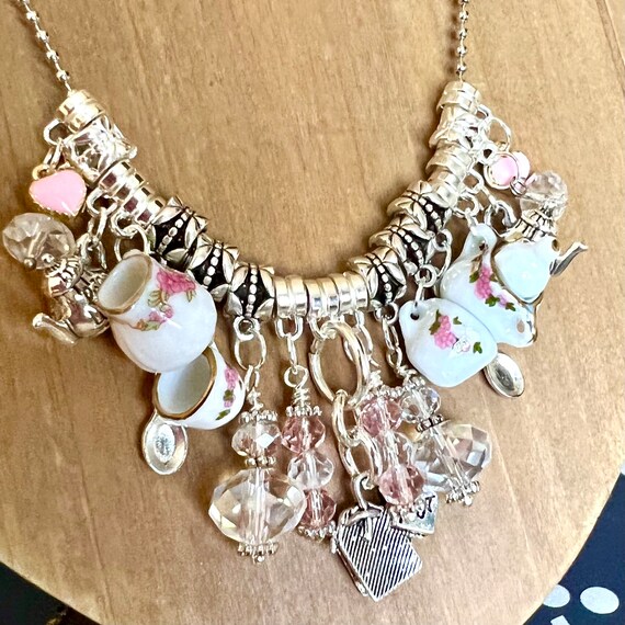 Tea Party Charm Necklace Featuring Tea Pots Creamer Sugar - Etsy