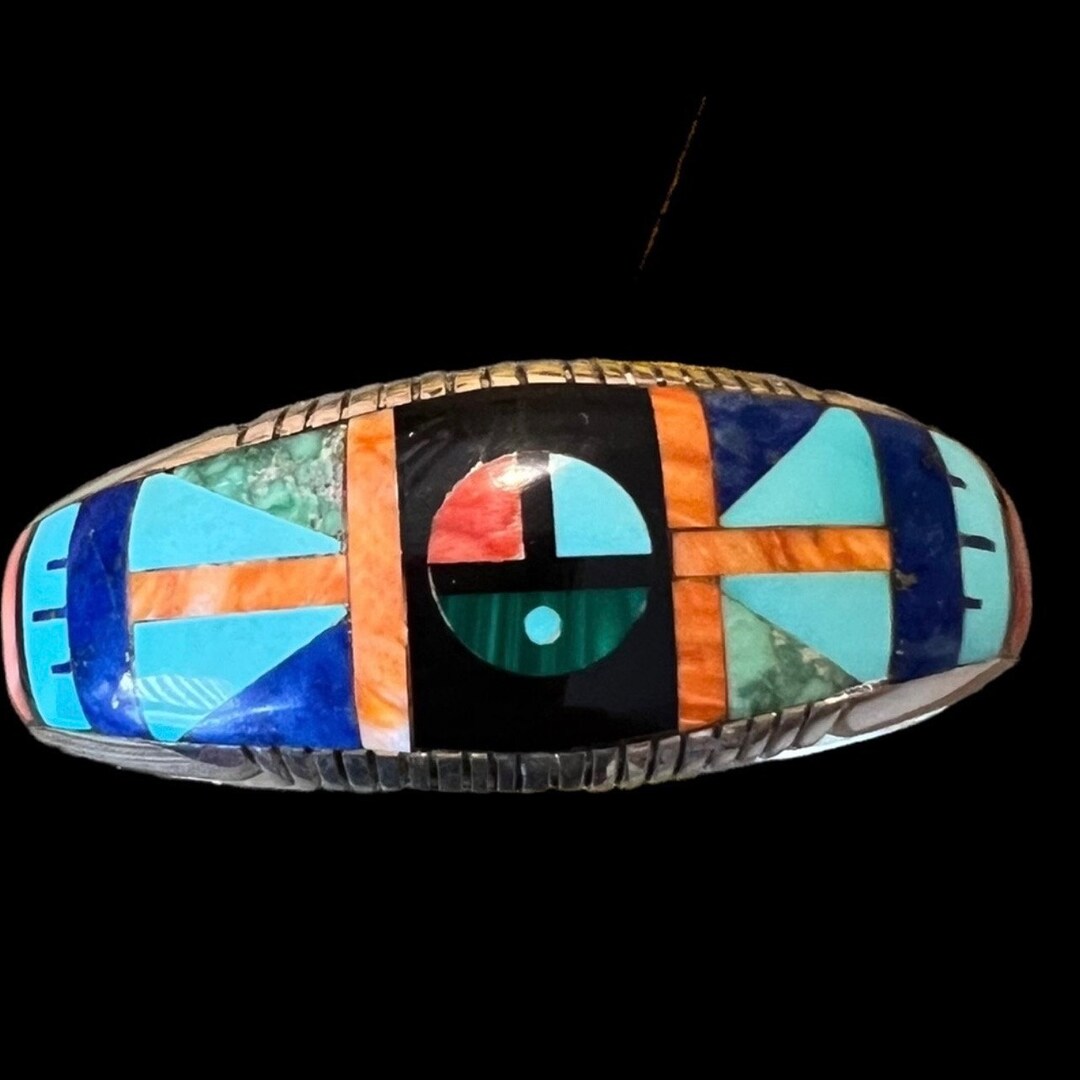 Frank Yellowhorse Vintage Signed Cuff Bracelet, Navajo Silver, Stone ...