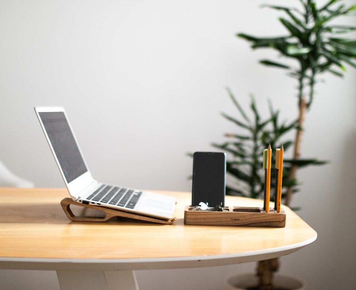 Wooden Laptop Stand for Desk Ergonomic, MacBook Stand Minimalist in ...
