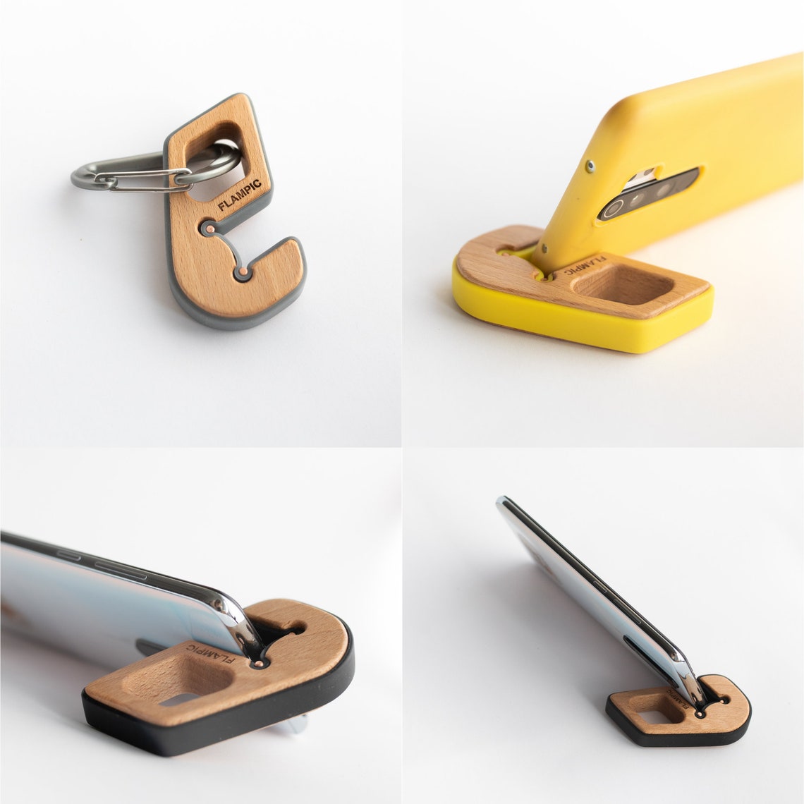 Black Keychain Phone Stand Phone Holder Wood Accessor - Etsy