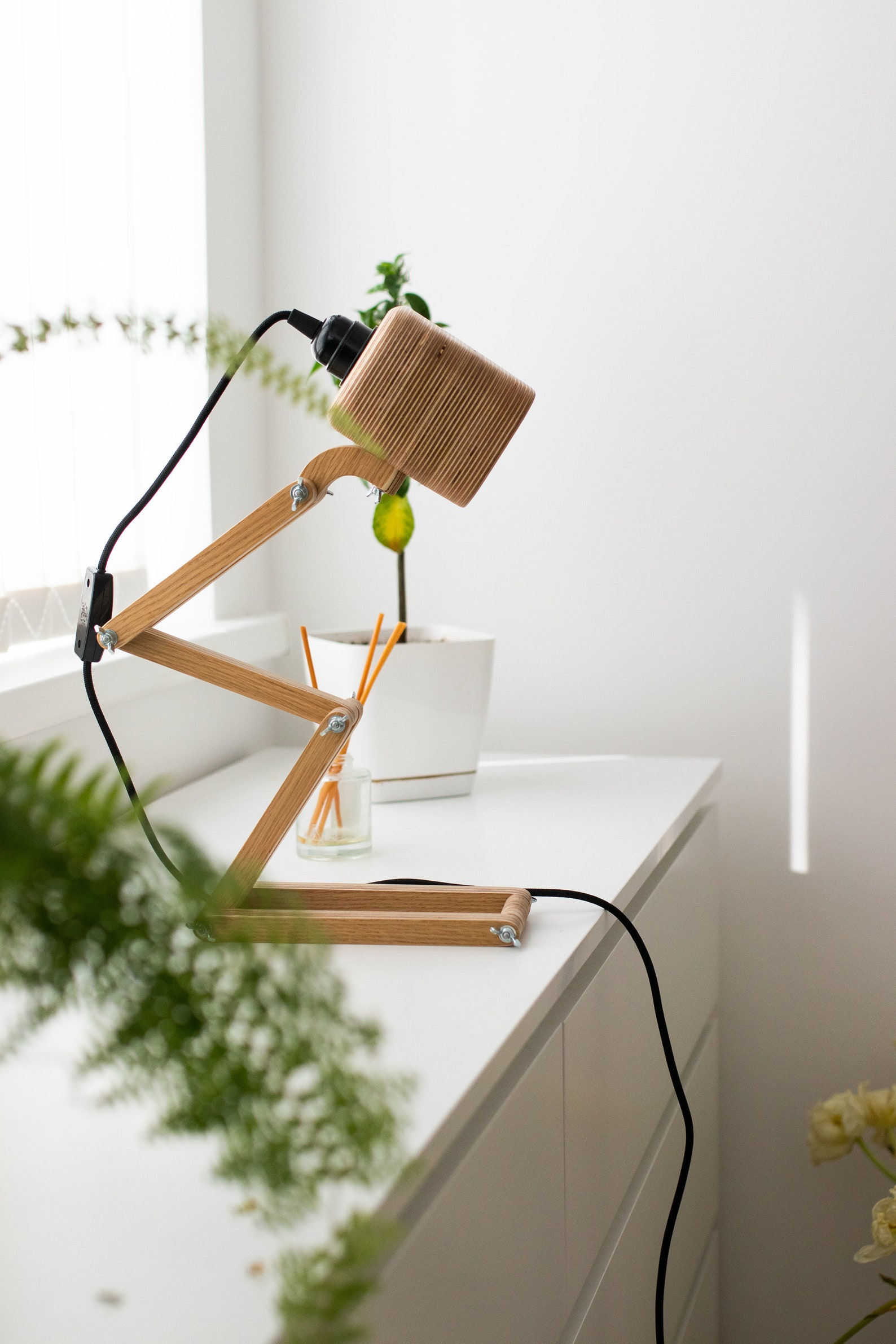 Bedside Wooden Lamp Table Modern Lamp Cozy Lamp, Loft Wood Lamp FLAMPIC ...