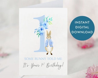 Peter Rabbit First Birthday Card - Etsy