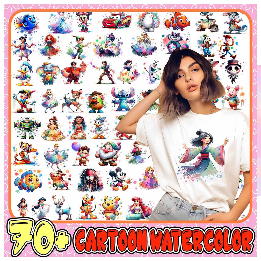 Mega Watercolor Disney Character Svg Bundle, Mickey Mouse, Minnie ...